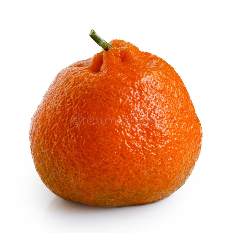 A Single Whole Mandarin with a Stem. Stock Photo - Image of citrus ...
