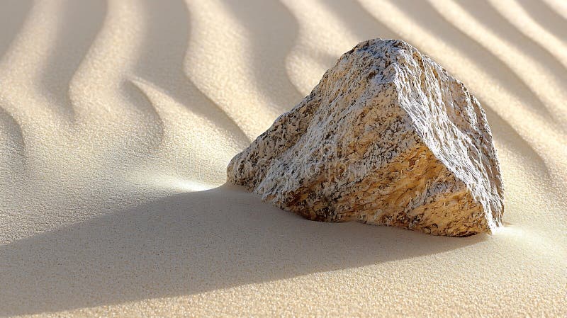 A Single Wind-carved Rock Stands in an Endless Desert. Stock ...