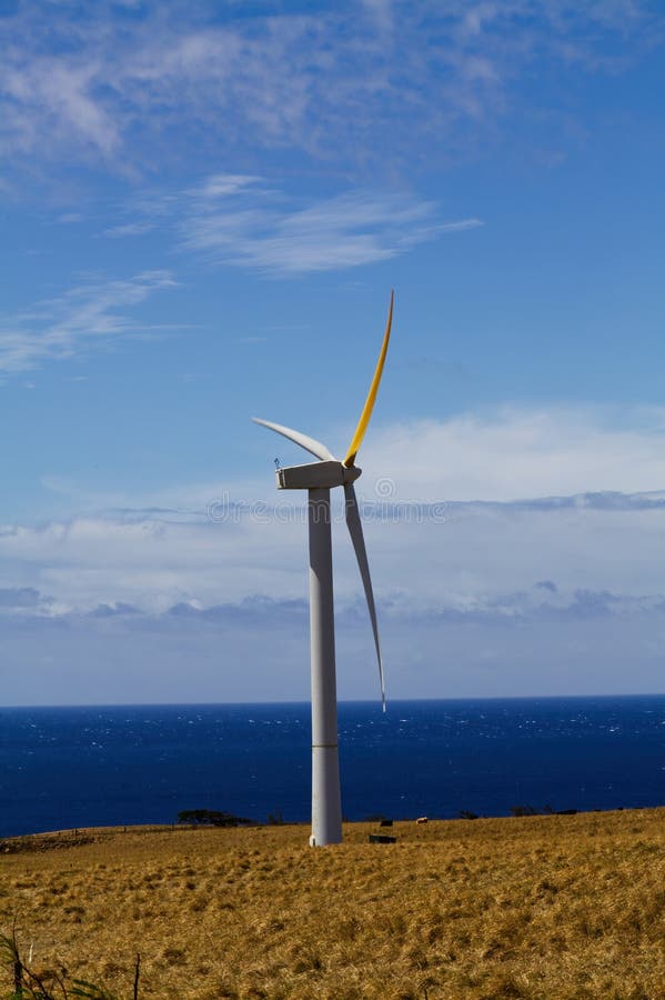 Single Wind Mill Tower Standing on Hill Hawaii Big Island Stock Photo ...