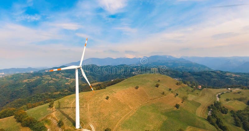 Single Wind Turbine in Blue Sky Background Natural Nature Wallpaper ...