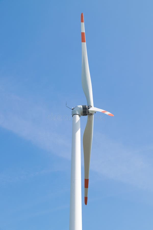 Single Wind Turbine in Green Field Against Dramatic Cloudy Sky, France ...