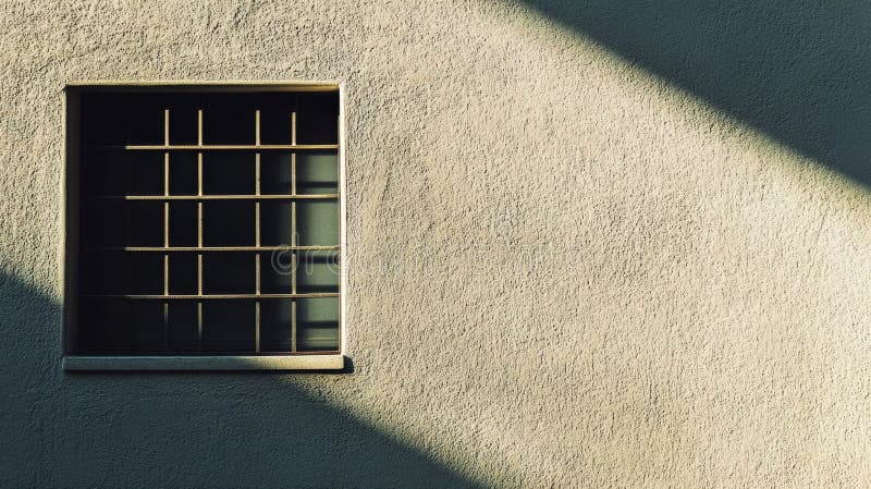 A Single Window with Bars on a Tan Wall Stock Illustration ...