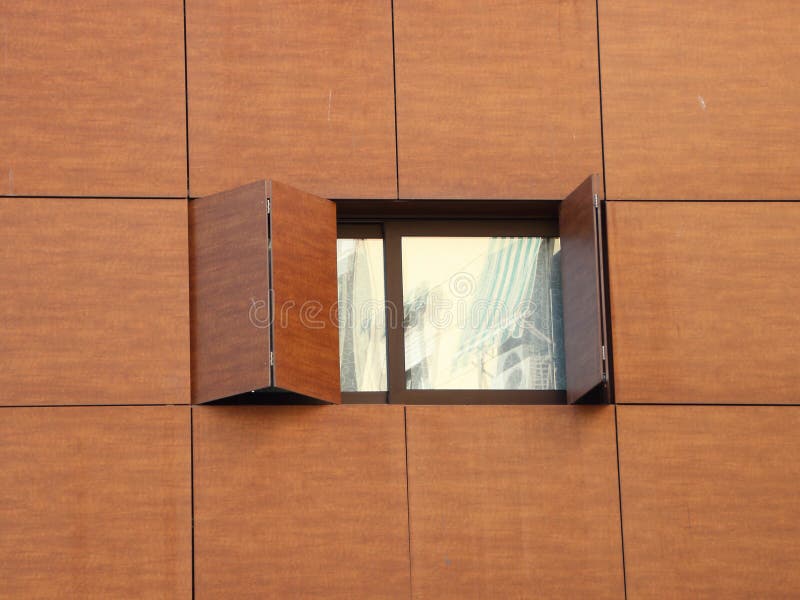 Single Window with Folded Open Wooden Shutter Stock Photo - Image of ...