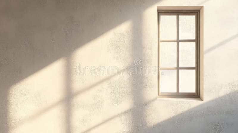 A Single Window with Sunlight Streaming through it on a White Wall ...