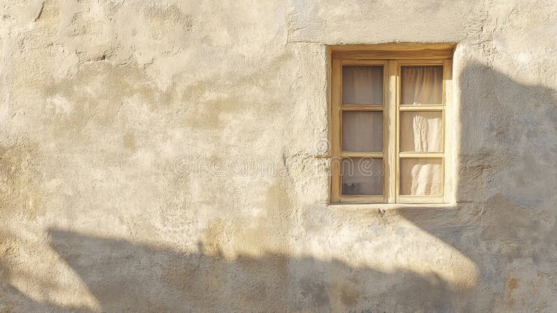 A Single Window on a Weathered Wall Stock Illustration - Illustration ...