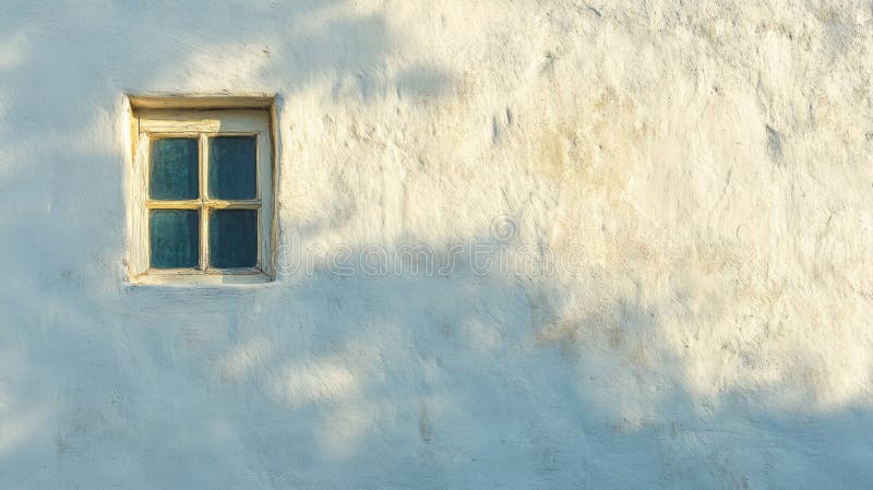 A Single Window on a White Wall with Shadowy Details Stock Illustration ...