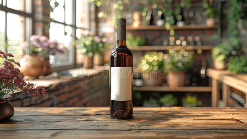 Single Wine Bottle Mockup in Natural and Kitchen Settings Customizable ...