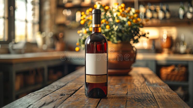 Single Wine Bottle Mockup in Natural and Kitchen Settings Customizable ...