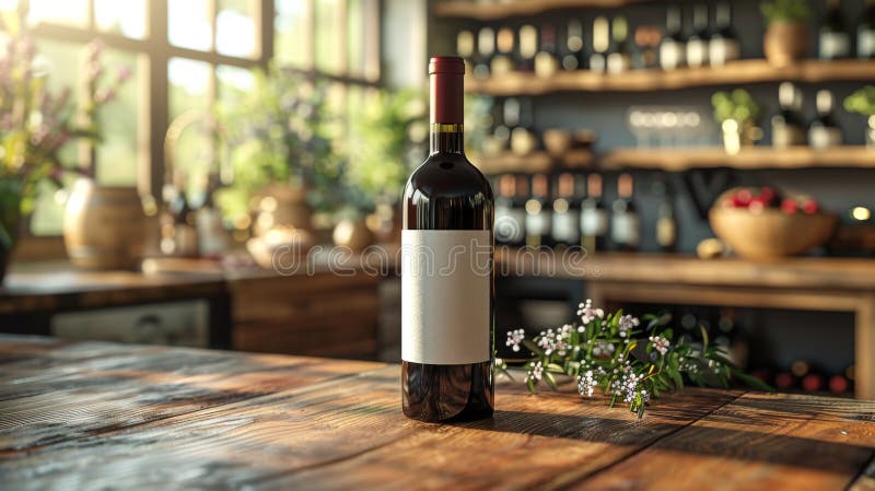 Single Wine Bottle Mockup in Natural and Kitchen Settings Customizable ...