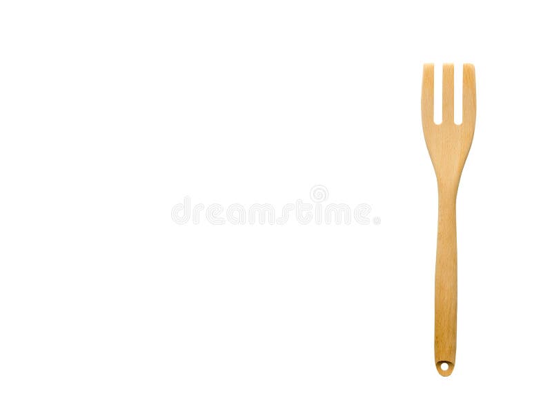 Single Wood Fork Isolated on White Background. Wood Fork of Kitchen ...