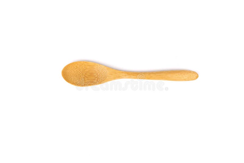 Single Wooden Bamboo Shallow Spoon for Measuring or Eating Stock Photo ...