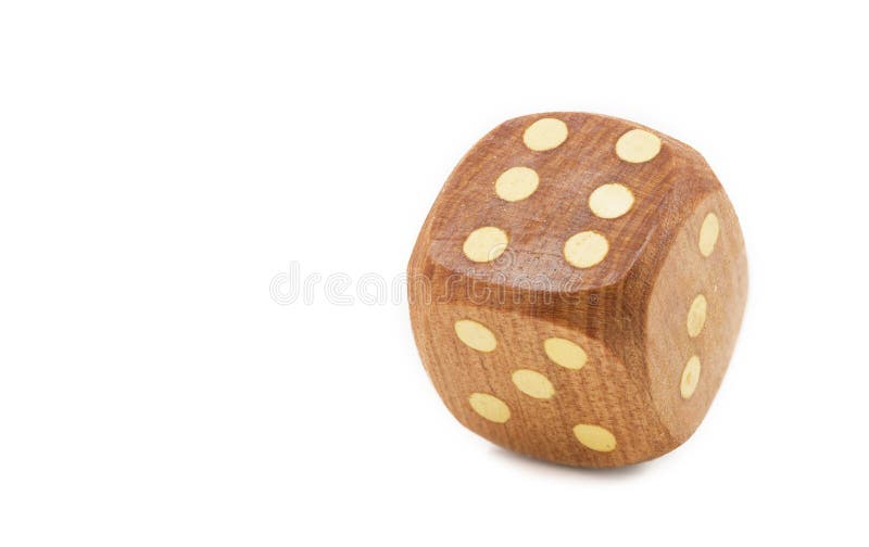 Single Wooden Dice, Isolated on White Stock Photo - Image of throw ...