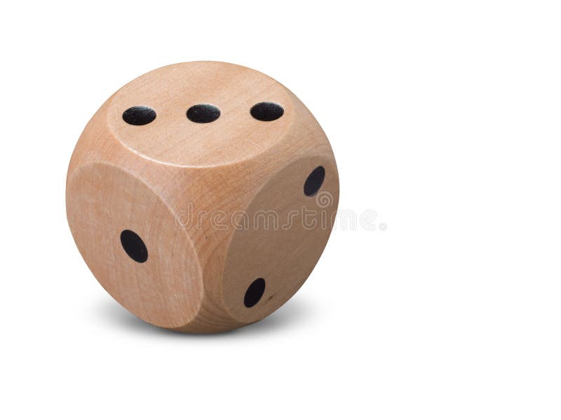 Single Wooden Dice on White Background Stock Image - Image of gamble ...