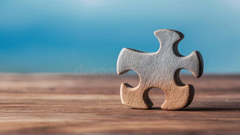 Single Wooden Jigsaw Puzzle Piece on Table, High Quality Image Stock ...