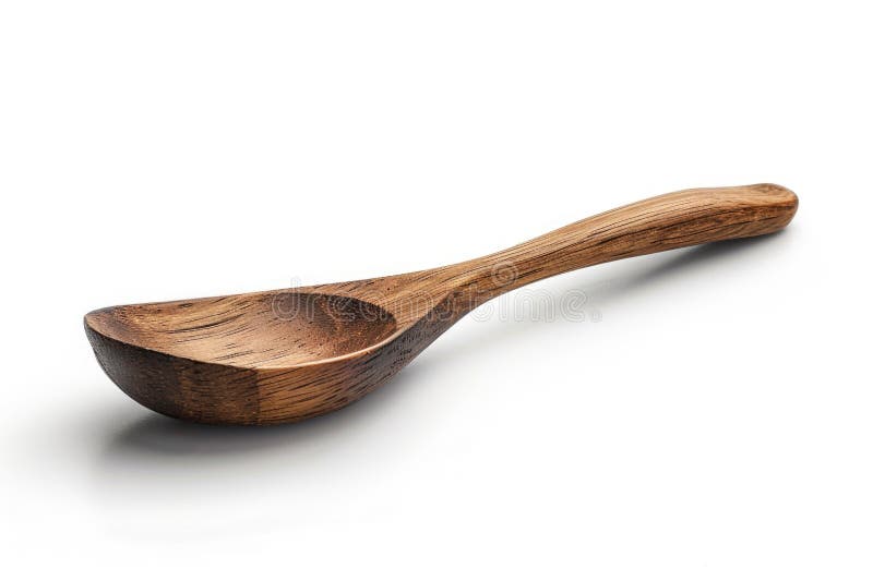A Single Wooden Spoon Placed on a White Surface Stock Photo - Image of ...
