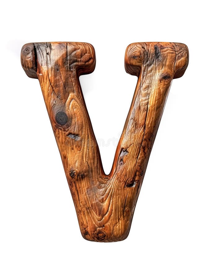 Single Wooden V Letter Isolated on the White Background. Stock ...