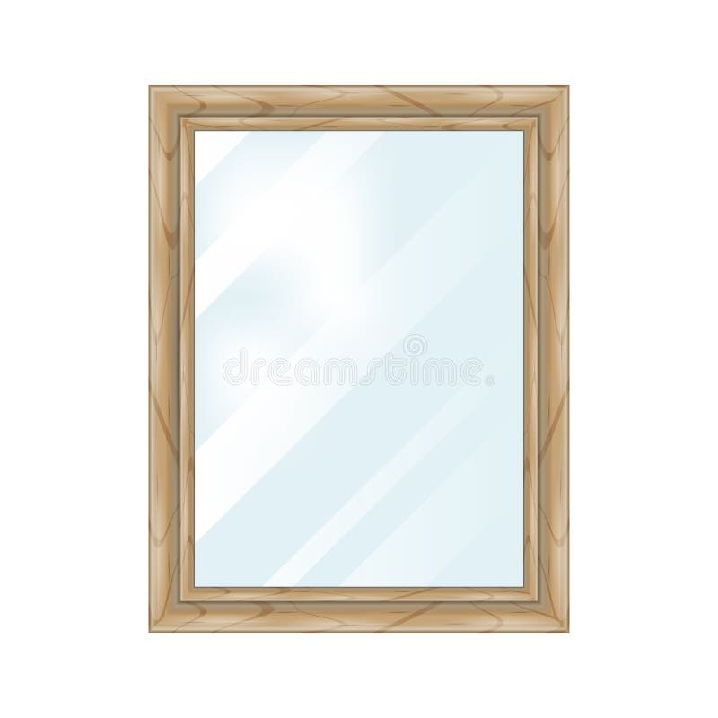 Single Wooden Window Frame with Glass Isolated on White. Realistic ...