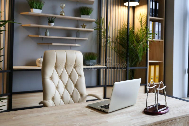 Single Workplace in the Modern Office. Business Office in Ecostyle ...