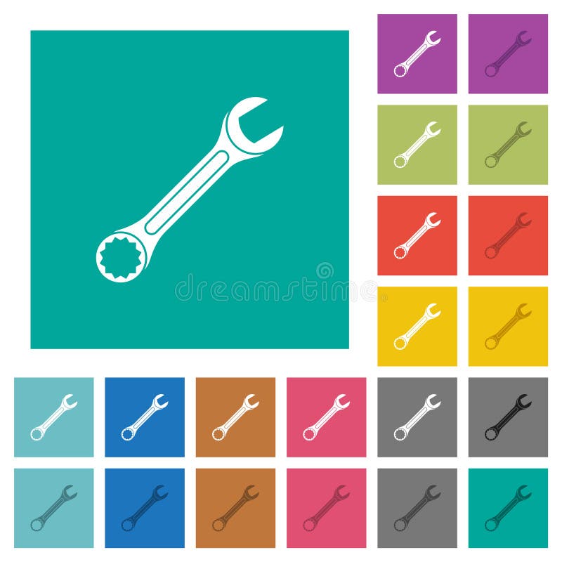 Single Wrench Square Flat Multi Colored Icons Stock Vector ...