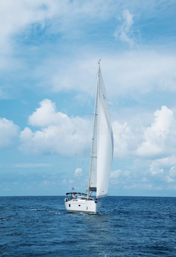 Single Sailing Boat Moored in the Harbour Editorial Photo - Image of ...
