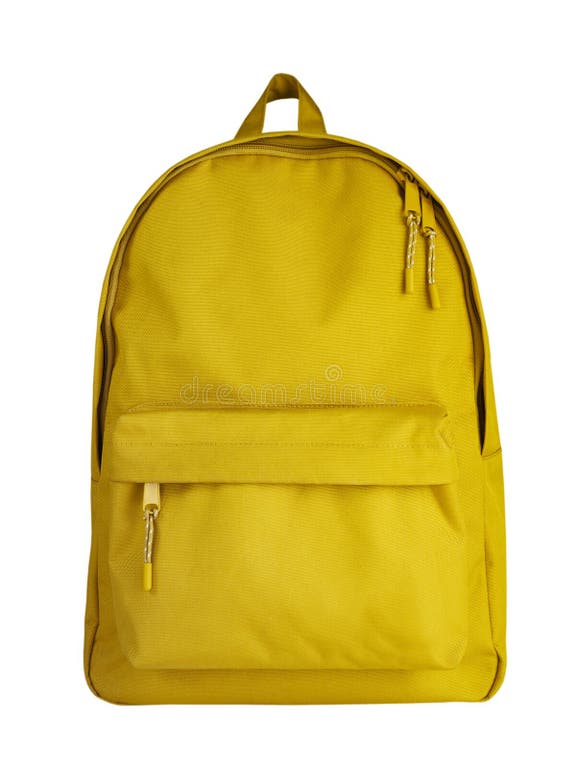 Single Yellow Backpack Isolated on White Background.Schoolbag,rucksack ...