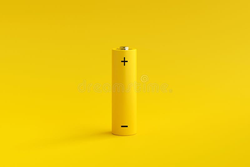 Single Yellow Battery Standing on Yellow Background Stock Illustration ...