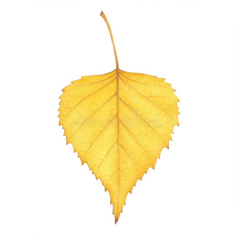 Single Yellow Birch Leaf Isolated on White Background Stock ...