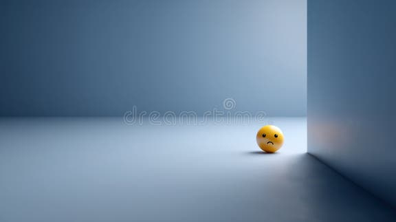 A Single Yellow Crying Emoji before a Blue Background Stock ...