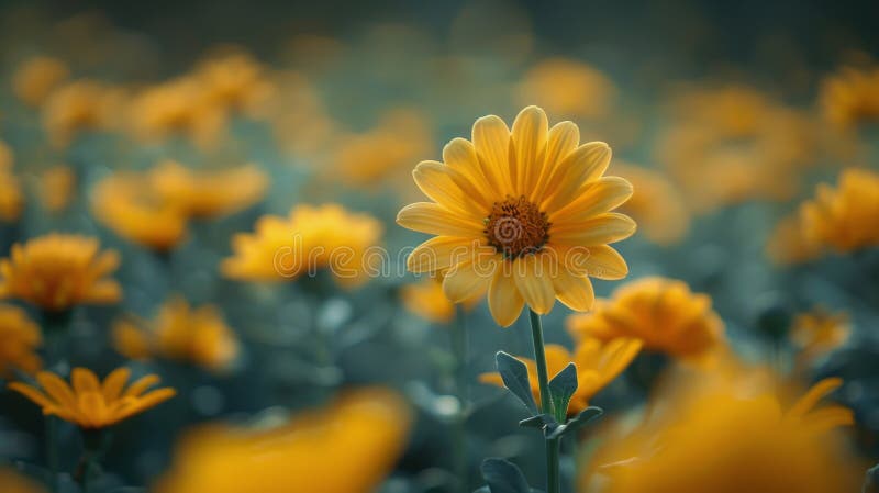 Single Yellow Daisy Focus Field Blurred Daisies Stock Photos - Free ...