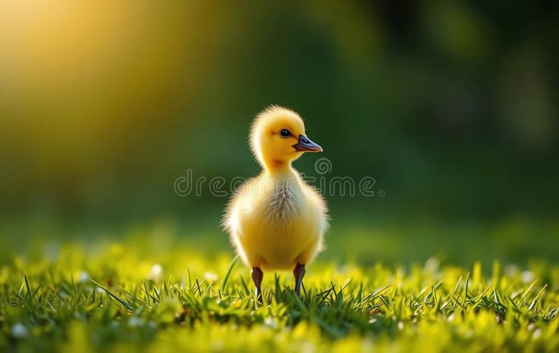 Single Yellow Duckling on Grass Stock Illustration - Illustration of ...
