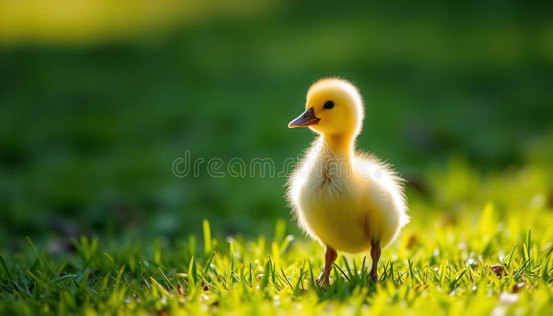 Single Yellow Duckling on Grass Stock Illustration - Illustration of ...