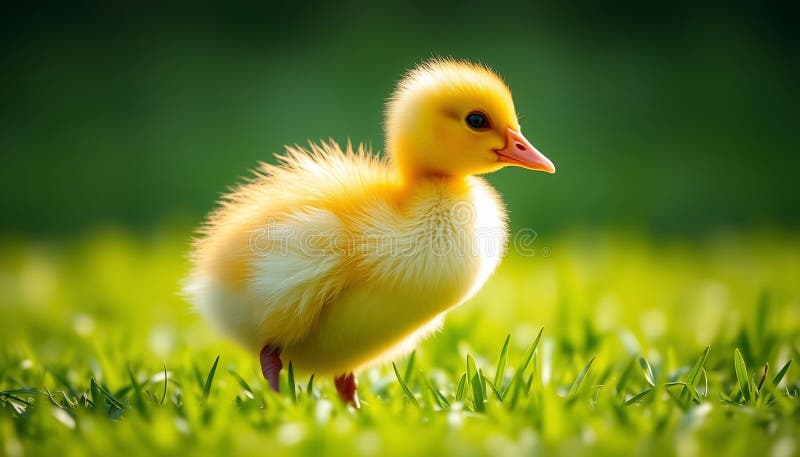 Single Yellow Duckling on Grass Stock Illustration - Illustration of ...