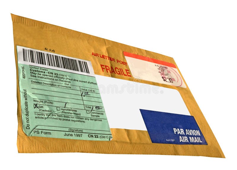 Yellow Postage Package (envelope) Isolated on White Background, Small ...