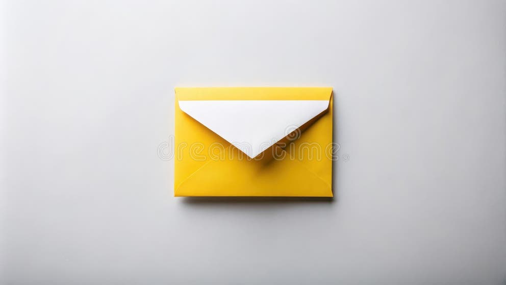 A Single Yellow Envelope with a White Interior Flap Rests on a Plain ...