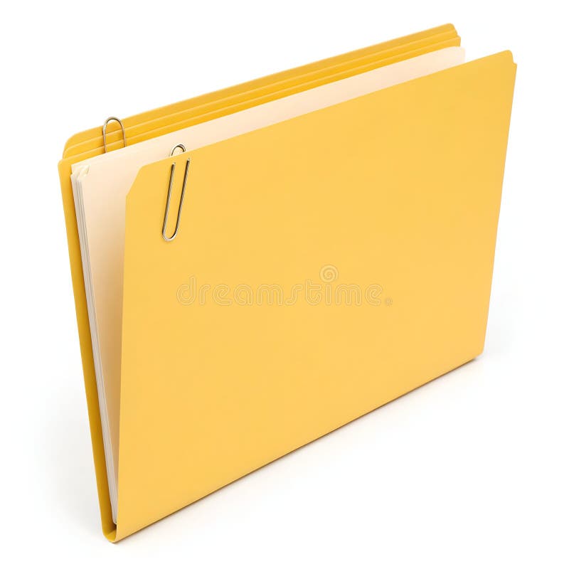 Single Yellow File Folder Standing Upright Stock Illustration ...