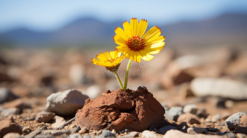 A Single Yellow Flower is Growing Out of the Ground Stock Illustration ...