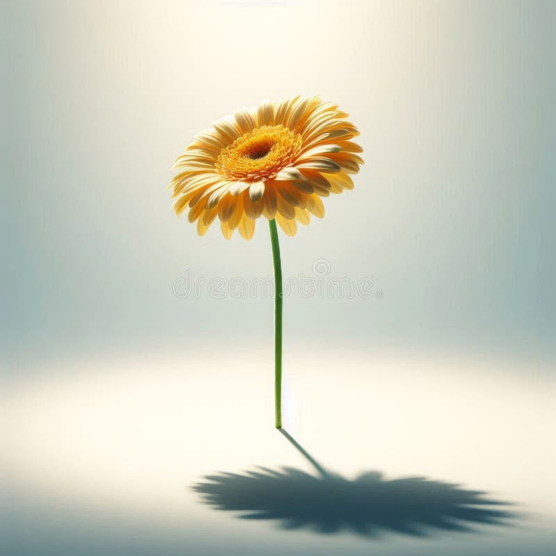 Single Yellow Gerbera Flower on Clean White Background Stock ...
