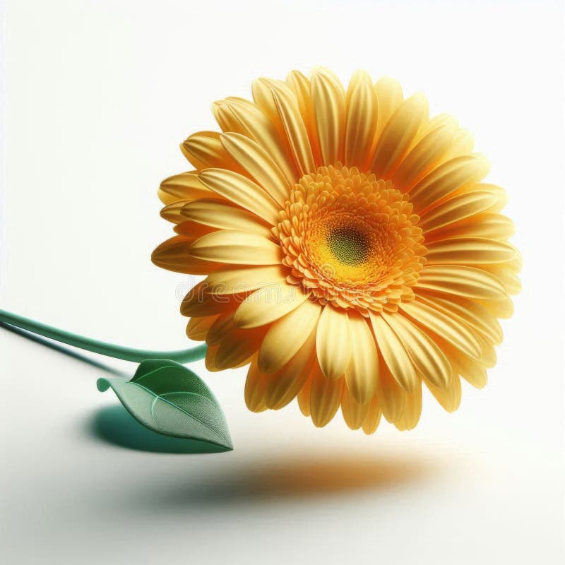 Single Yellow Gerbera Flower on Clean White Background Stock ...