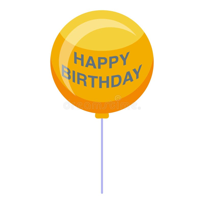 Single Yellow Happy Birthday Balloon Floating on a String Stock Vector ...