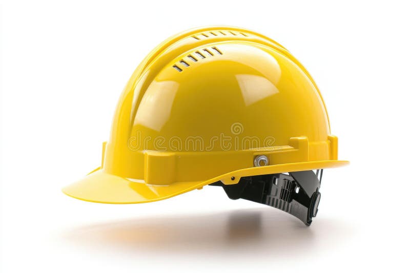 A Single Yellow Hard Hat Sits on a Plain White Background, Perfect for ...