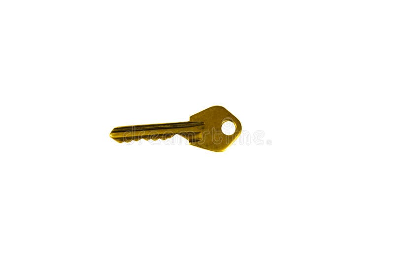 Single Yellow Key Isolated on White Stock Image - Image of lock ...