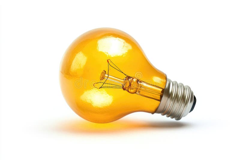 A Single Yellow Light Bulb Sitting on a White Surface, Providing a Warm ...