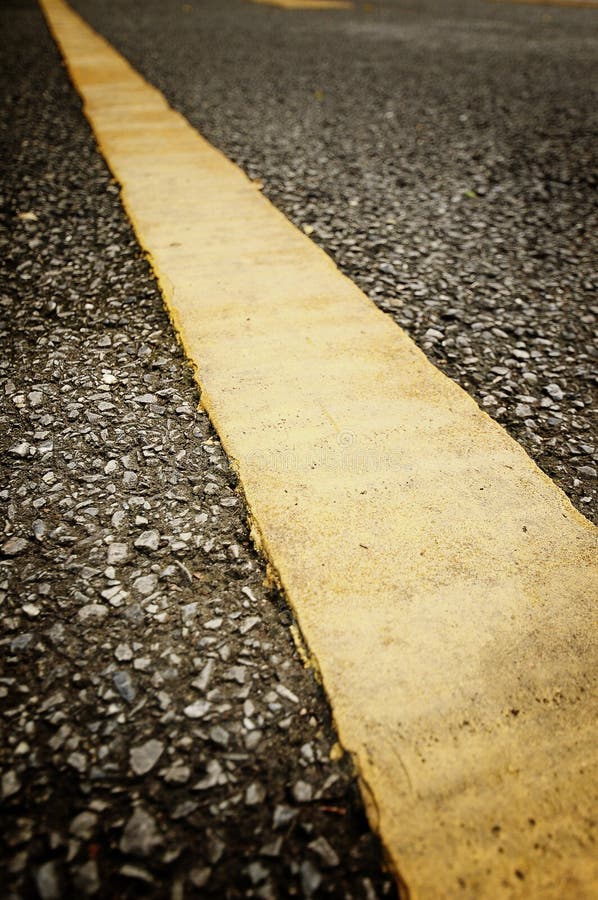 Single Yellow Line Marking on Road Surface Stock Photo - Image of ...