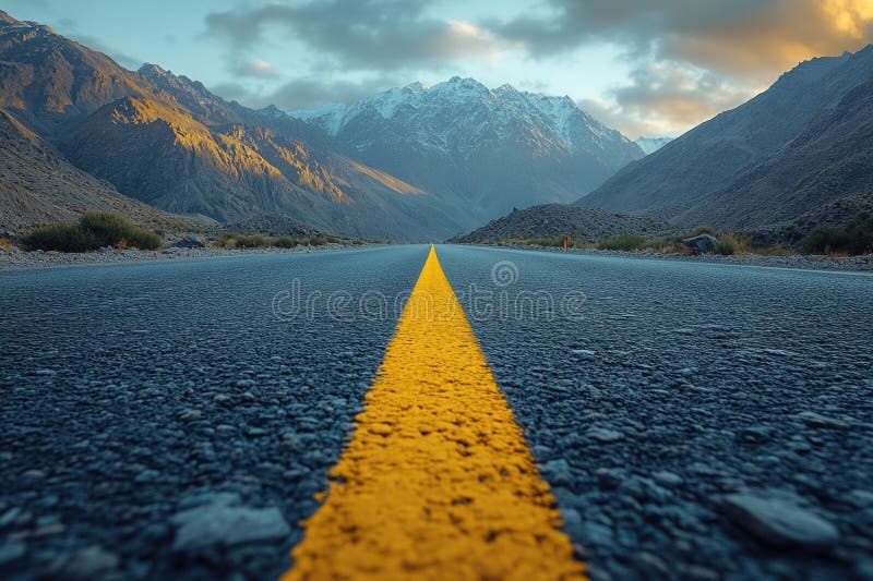 A Single Yellow Line Marks the Edge of the Road As it Winds Its Way ...