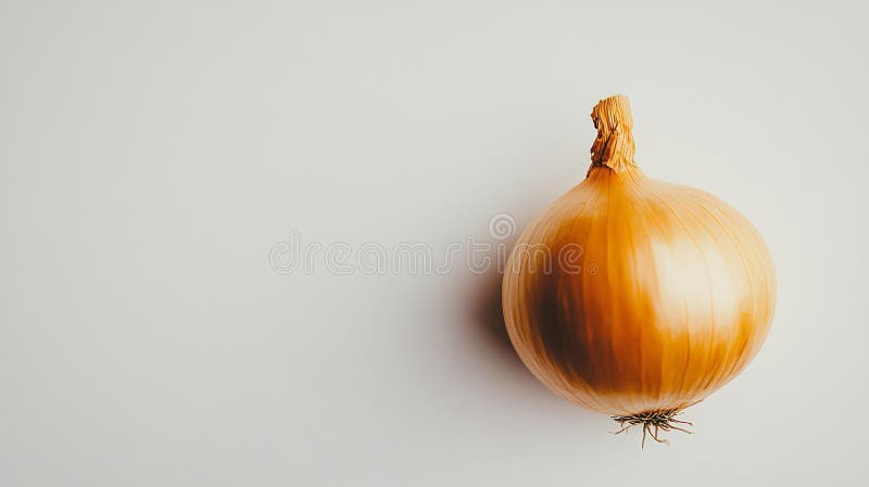 A Single Yellow Onion Placed on a White Surface, Highlighting Its ...