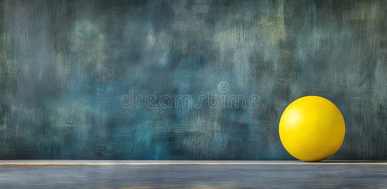A Single Yellow Orb on a Textured Dark Green Surface Stock Image ...