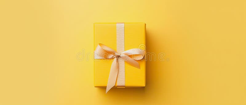Single Yellow Present on a Yellow Background, Generative Ai ...