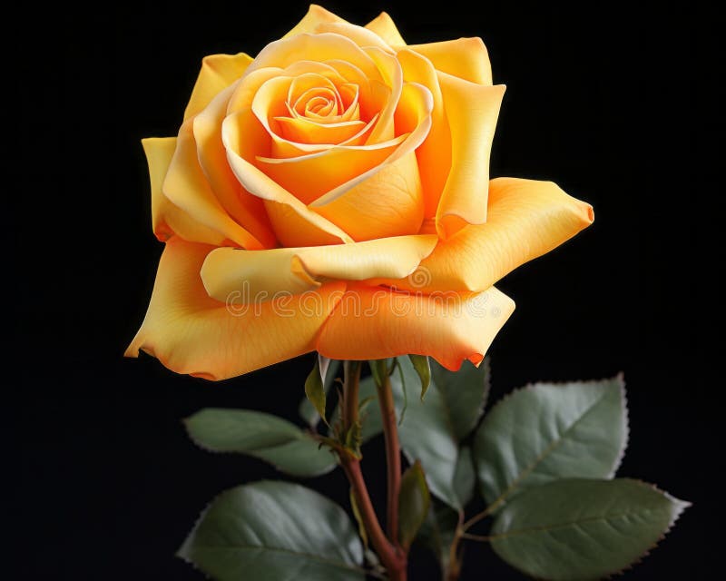 A Single Yellow Rose on a Black Background Stock Illustration ...