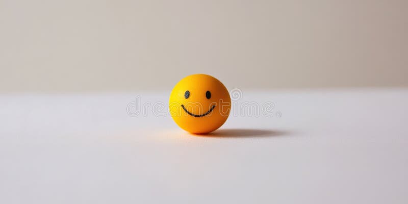 A Single Yellow Smiley Face Ball on a White Surface Stock Illustration ...
