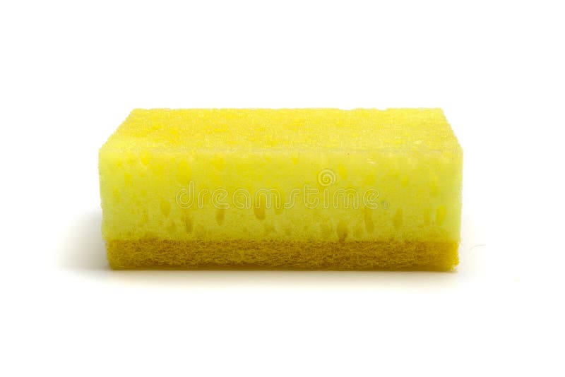 Single Yellow Sponge Isolated on White Background Stock Image - Image ...